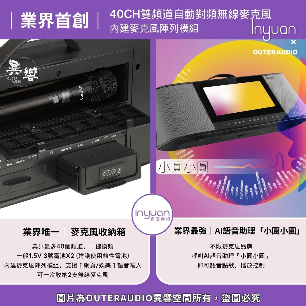 【音圓】Inyuan PARTY-7000 音圓攜帶式行動伴唱機 送4TB硬碟 大全配組(中壢 原廠授權實體展示體驗店)
