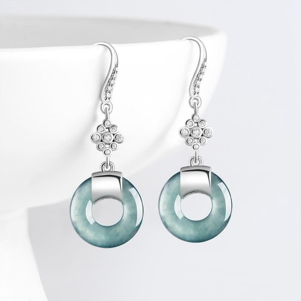 【Paiya 派亞】S925銀鑲嵌A貨翡翠玉環藍水耳環冰種玉石時尚女款耳墜耳飾ins交換禮物/送禮