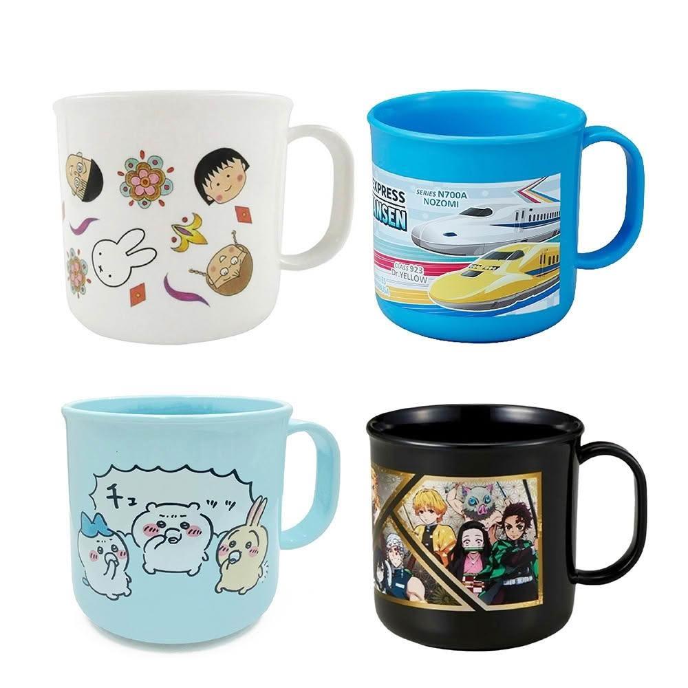 【OSK】日本製 兒童單把抗菌水杯200ml｜銀離子AG抗菌塑膠水杯漱口杯冷水杯可微波可機洗鬼滅之刃新幹線吉伊卡哇