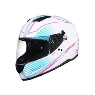 【SOL】GMAX FF-18 歐若拉_白/藍粉 全罩式安全帽｜SOL安全帽官方商城(全罩｜金屬排齒釦｜內墨片｜藍芽耳機槽｜眼