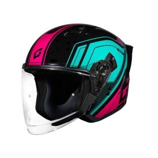 【SOL】GMAX OF-87 公爵_黑/綠粉 開放式安全帽｜SOL安全帽官方商城(3/4罩｜雙D扣｜內墨片｜輕量化｜防霧