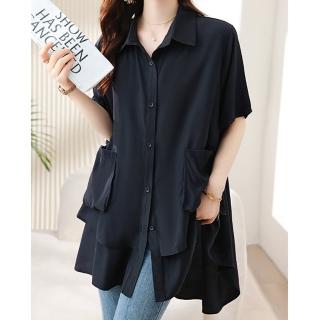 【麗質達人】6317黑色長版上衣-LY (L-5XL)