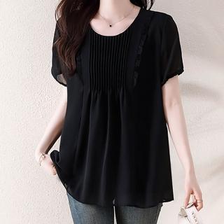 【麗質達人】5815黑色雪紡上衣-LY (L-5XL)