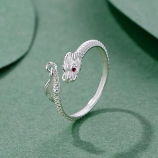 【Paiya 派亞】爆款s925純銀神龍擺尾戒指本命年龍轉乾坤男女款開口指環交換禮物聖誕禮物送禮有盒子