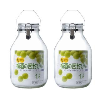 【Seisho 星硝】好歸覓選物所 日製手提扣式玻璃密封醃漬罐-4L-2入組(醃漬罐 梅酒瓶 保存罐)