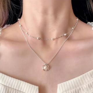 【KEDDY】銀項鍊 項鍊 鎖骨鍊 韓國項鍊 氣質項鍊 閨蜜項鍊 S925純銀項鍊 珍珠項鍊 幾何項鍊 短鍊