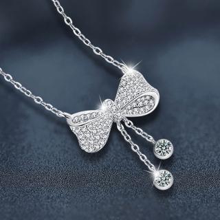 【KEDDY】項鍊女-高級感-鎖骨鏈-流蘇項鍊-蝴蝶結-飾品-個性項鍊-ins風-吊墜-925-純銀-莫桑石-韓國飾品-交換禮物