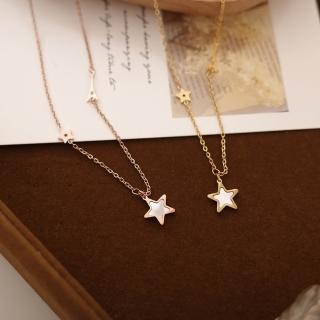 【UME.Acce】鈦鋼項鍊 星星貝母鈦鋼項鍊 | 鎖骨鏈/頸鍊/鈦鋼項鍊/鍍18K金