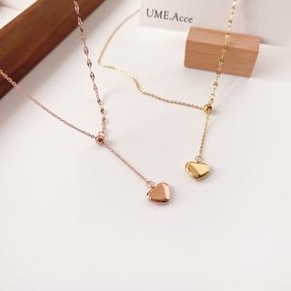 【UME.Acce】Y字鍊 時尚愛心滑扣式項鍊 | 鈦鋼項鍊/鎖骨鏈/頸鍊/鈦鋼項鍊/鍍18K金