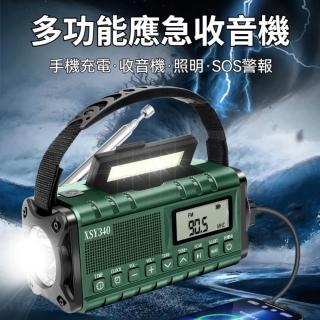 應急防災收音機 手搖發電收音機 太陽能 多功能應急照明燈 便攜式手機充電收音機 SOS警報 帶LED閱讀燈 10000mAh大容量