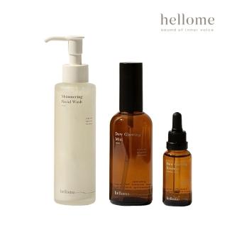 【hellome】淨顏美白透亮組(美白精華 30ml＆美白化妝水 100ml＆潔顏乳 120ml)