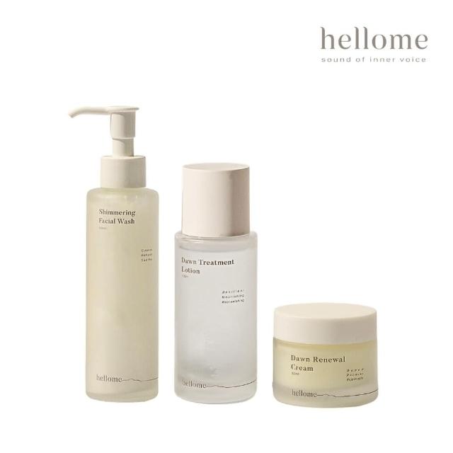 【hellome】淨顏保濕水潤組(乳霜 50ml＆保濕機能水 100ml＆潔顏乳 120ml)