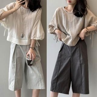 M SELECT 2025夏季新款 小清新森林系 綁帶袖娃娃襯衫 寬鬆顯瘦慵懶風 上班族必備休閒小衫