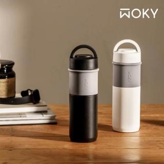 【WOKY 沃廚】JIN真瓷系列-輕量提手陶瓷保溫杯(500ml 保溫瓶)
