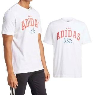 【adidas 愛迪達】adidas 愛迪達 AMER G T 男 短袖 上衣 T恤 運動 休閒 美國隊 棉質 白 IR5821