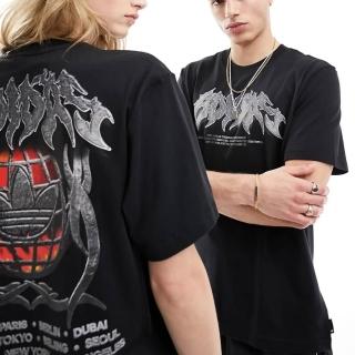 【adidas 愛迪達】ADIDAS 短T FLAMES CONCERT 黑色 街頭塗鴉風 短袖 男 IS0204