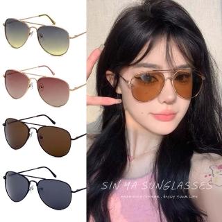 新雅百貨 時尚金屬大框墨鏡 韓版飛行員太陽眼鏡 超高CP值 網紅墨鏡 修臉神氣 抗紫外線UV400
