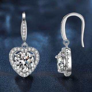 【KEDDY】莫桑石-愛心耳環-S925-吊墜耳環-耳釘-百搭-垂墜耳環-高級感-輕奢-送女友-飾品-耳環-女生耳環-純銀耳環