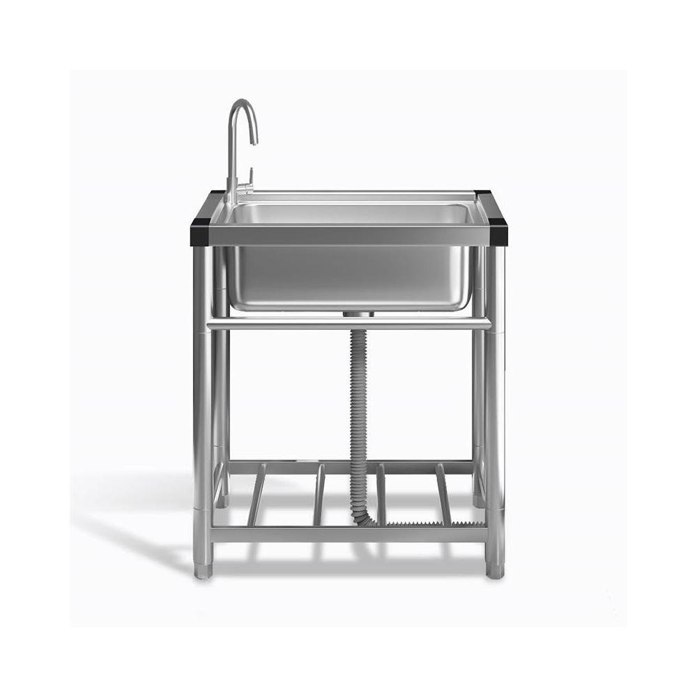 【LEZUN 樂尊】家用廚房洗菜盆304不鏽鋼水槽帶支架壹體商用洗碗池大單槽洗手盆