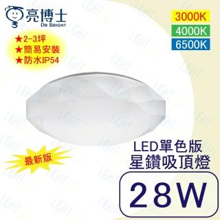 【亮博士】最新改版 LED 28W 星鑽吸頂燈 菱鑽型燈罩 指撥變色溫 一顆擁有3色溫 IP54 適用2-3坪 適用:倉庫