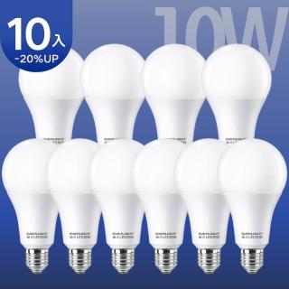 【Everlight 億光】10入組 10W 高光效 最新戰鬥版 全電壓 球泡燈 E27燈泡(黃光/自然光/白光)
