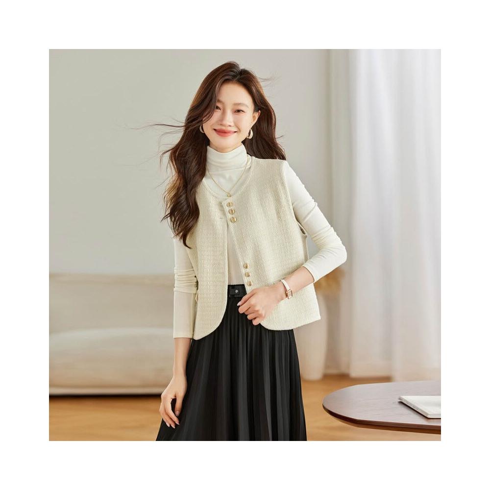 小個子春秋冬法式馬夾無袖坎肩疊穿上衣洋氣短款小香風馬甲背心女