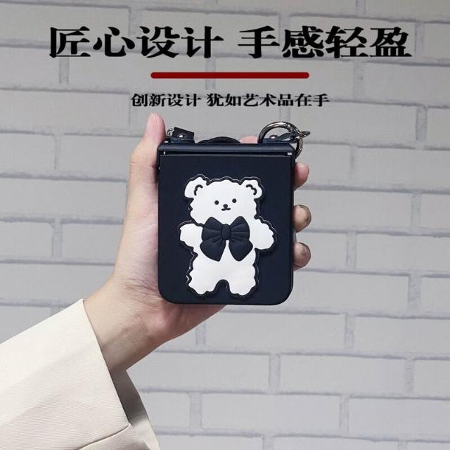 適用三星折疊屏zflip4手機殼ZFlip3保護套f7210斜跨殼f7110女款