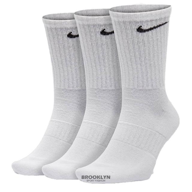 【NIKE 耐吉】NIKE 長襪 EVERYDAY CUSHION 厚底 厚款 白 黑勾 毛巾底 三雙一組 高筒襪 SX7664-100