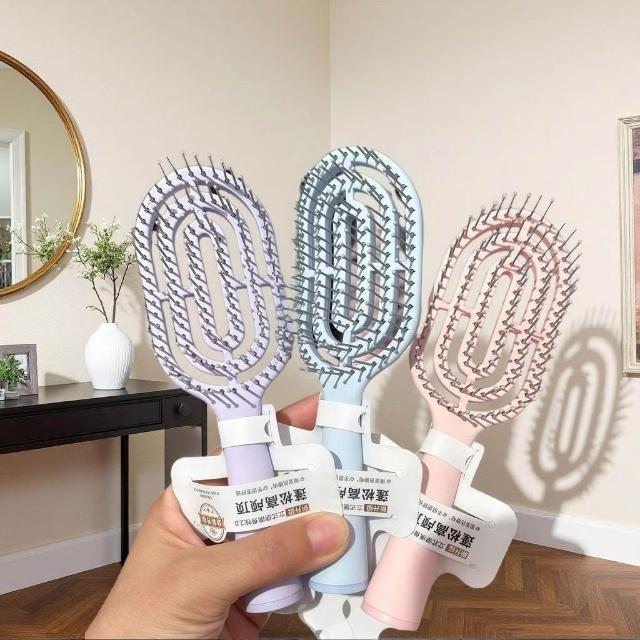 【佳佳優選】學生款高顱頂梳子迷你排骨按摩氣墊長柄立式便攜蓬鬆不傷髮梳子